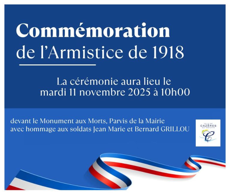 Commémoration de l'Armistice de 1918 - Mairie de Cazères